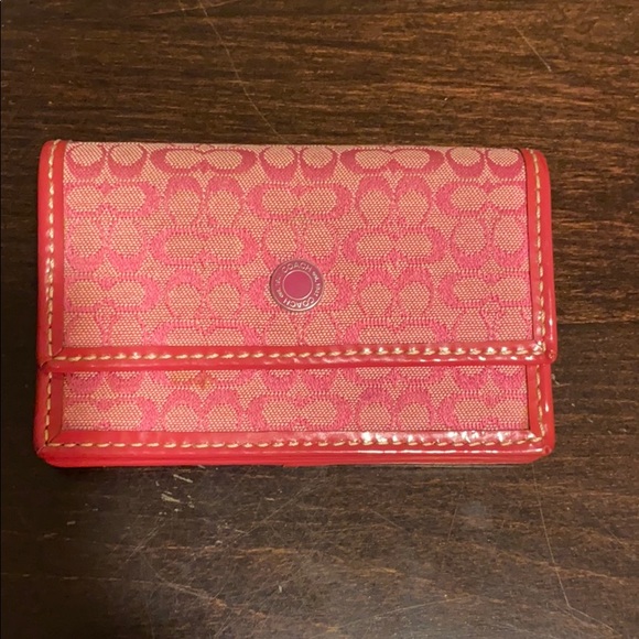 Coach | Accessories | Coach Pink Signature Card Holder | Poshmark